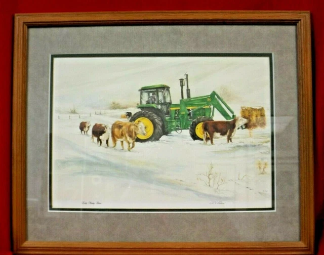 JOHN DEERE TRACTOR ART by RAY CROUSE - EARLY MORNING CHORES - CATTLE ...