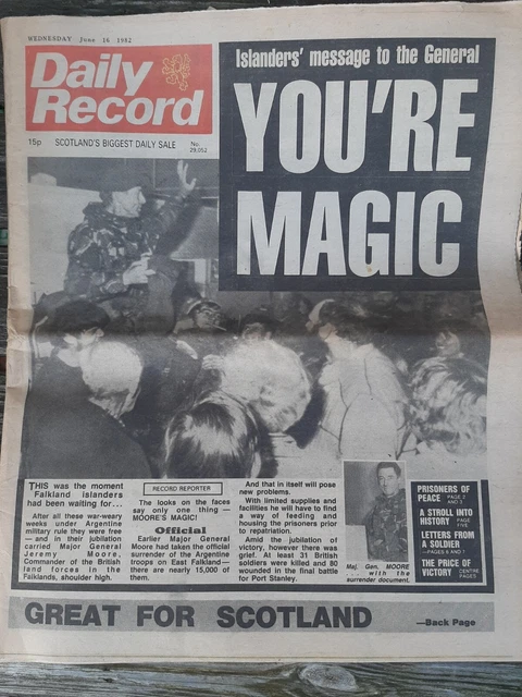 SCOTTISH DAILY RECORD June 16 1982 Scotland 5 New Zealand 2 World Cup £ ...