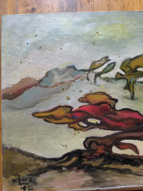 VAN DER LOO (1911-1996) Oil on Canvas And Wood " Composition Abstract ...