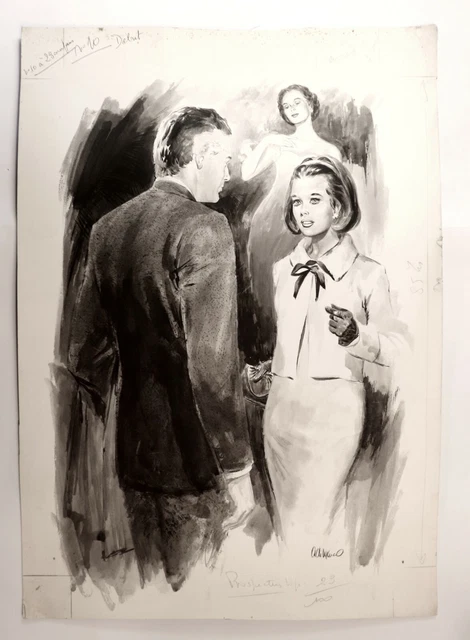 1966 DESSIN ORIGINAL Angelo Di Marco Lavis encre de chine Roman-Photo ...