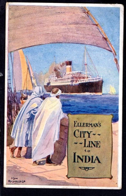 INDIA - SHIPPING Ellerman's City Line to India Postcard - artist ...