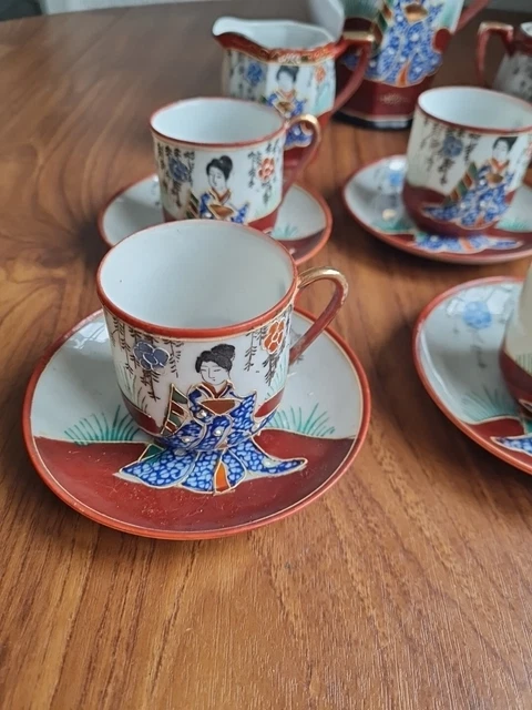 GENUINE VINTAGE SAMURAI China Japanese Hand Painted Tea Coffee Set £34. ...