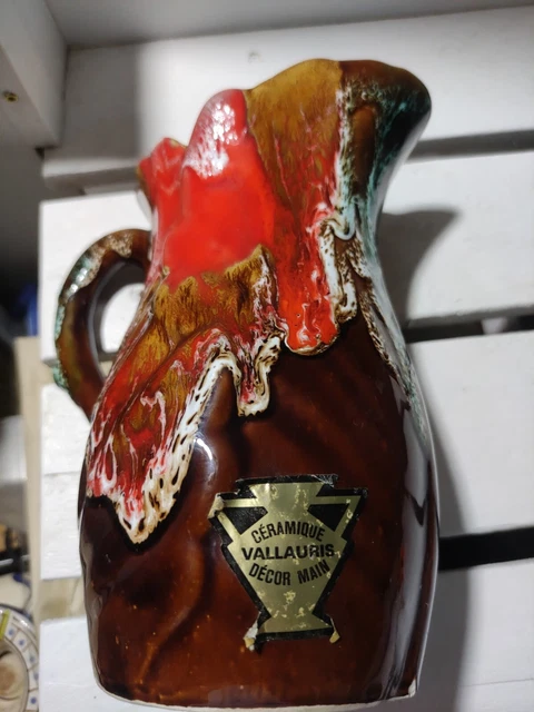 PICHET CRUCHE VINTAGE Céramique Écume De Mer + Lave Rouge Vallauris Années '60 EUR 25,90 ...