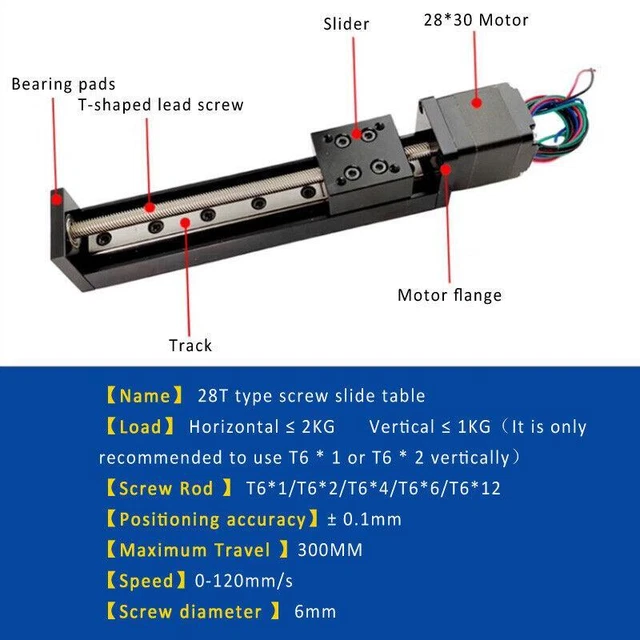 MINI CNC LINEAR Sliding 50mm-300mm Travel Table Rail Guide T6 Leadscrew ...