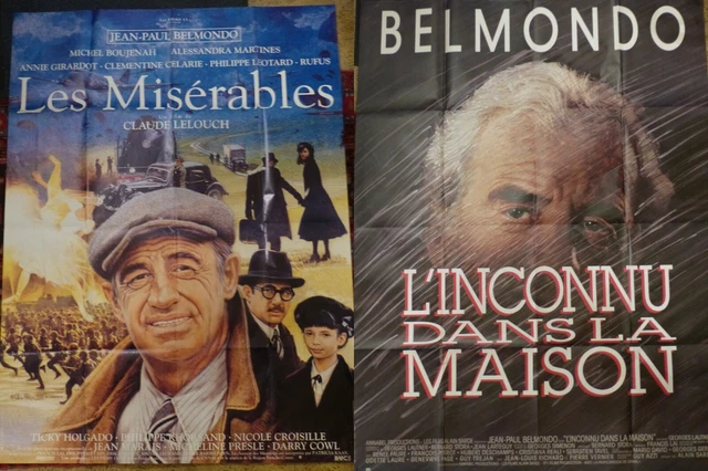 LOT DE 2 affiches 120x160 - BELMONDO - LES MISERABLES + L'INCONNU DANS LA MAISON EUR 18,00 ...