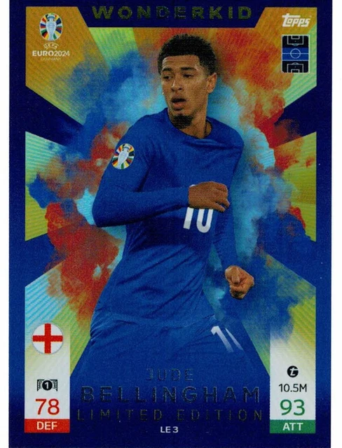 N.LE3 JUDE BELLINGHAM England Limited Edition - Match Attax Euro 2024 ...