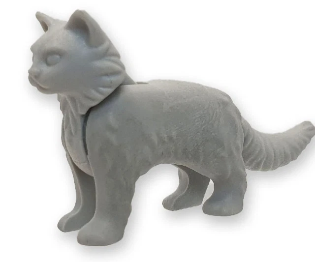 PLAYMOBIL FIGURINE CHAT Angora Gris Ferme Maison Ouest Manoir Animaux ...