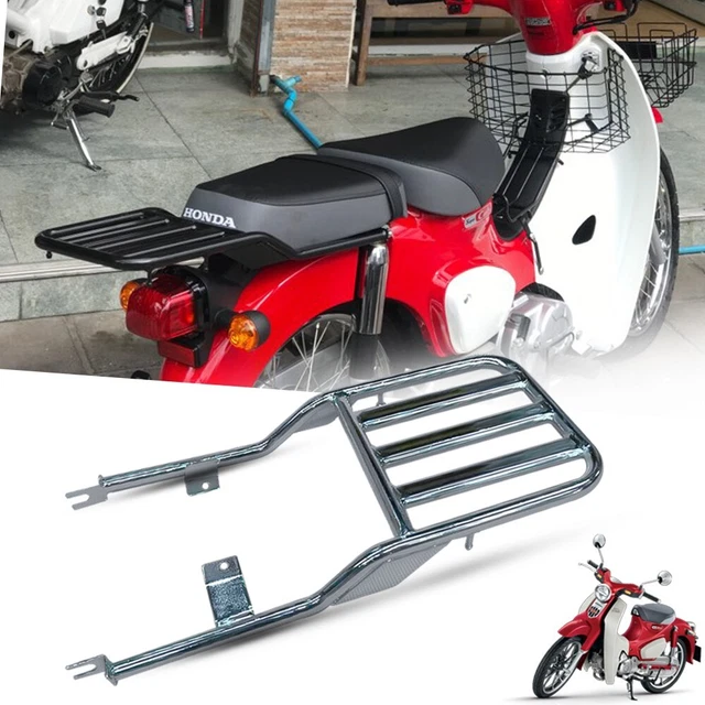 REAR CHROME STEEL Carry Luggage Rack Tail Pannier Honda Super Cub C125 ...