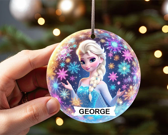 PERSONALISED CHRISTMAS PRINCESS Elsa Bauble Custom Ornament Tree ...