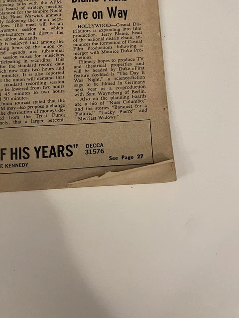 BILLBOARD MAGAZINE THE Beatles First USA TV Appearance December 14 ...