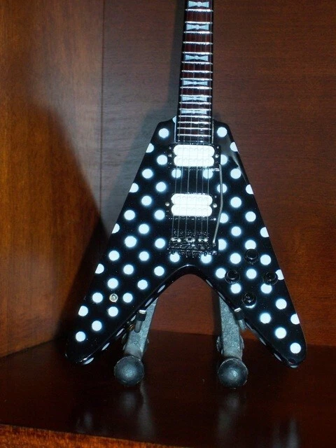 MINI GUITAR RANDY RHOADS Polka Dot Flying V Display Memorabilia FREE ...
