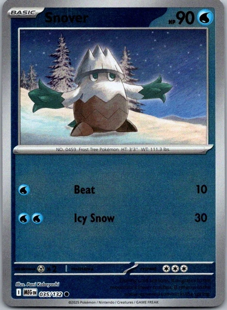 SNOVER - COMMON ME01: Mega Evolution 035/132 NM Reverse Holo £1.79 ...