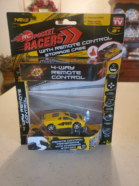 RC POCKET RACERS Yellow Fury Micro Car 4-Way Remote Control Storage ...
