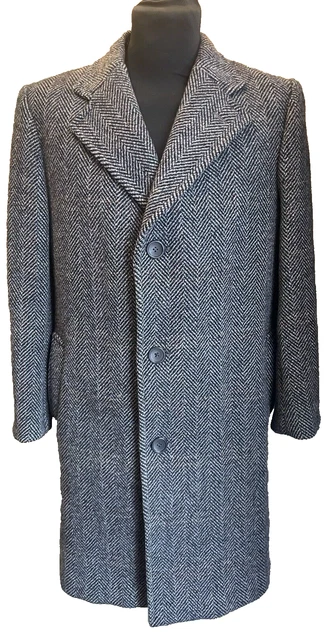 VINTAGE DUNN & CO. HERRINGBONE TWEED CROMBIE TOP COAT 1970’s £145.00 ...