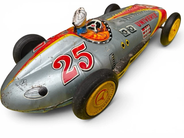 VINTAGE JAPAN TIN MERCEDES UNIVERSE RACER RACE CAR 24cm TINPLATE ...