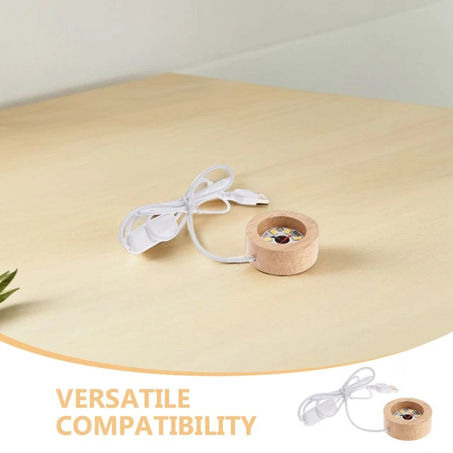 MINI ROUND WOOD LED Lighted Display Base for Crystal Ball Resin Art ...