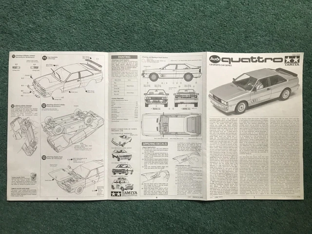 TAMIYA AUDI QUATTRO car model instruction leaflet 1980s £3.32 - PicClick UK