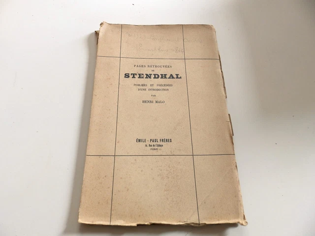PAGES RETROUVEES DE Stendhal Edt 1929 Tirage Limite Exp N° 864 EUR 15 ...