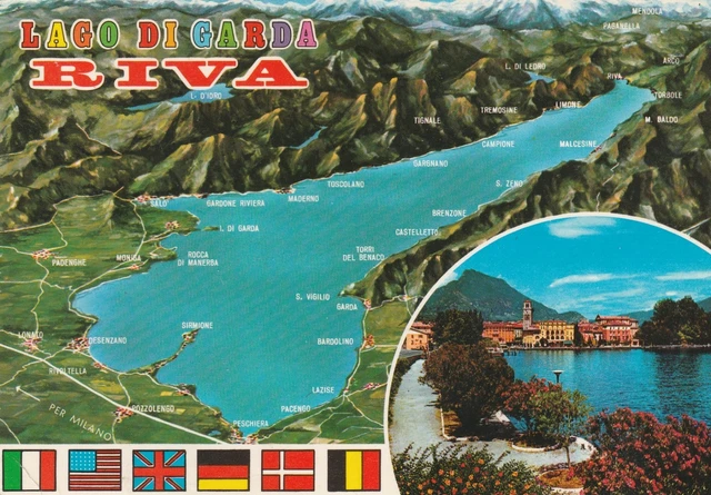 AK MAP, LANDKARTE, Panoramakarte **LAGO DI GARDA - GARDASEE** Riva EUR ...