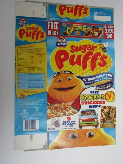 QUAKER SUGAR PUFFS 2002 Cereal Box Scooby Doo 450g Box only £9.99 ...