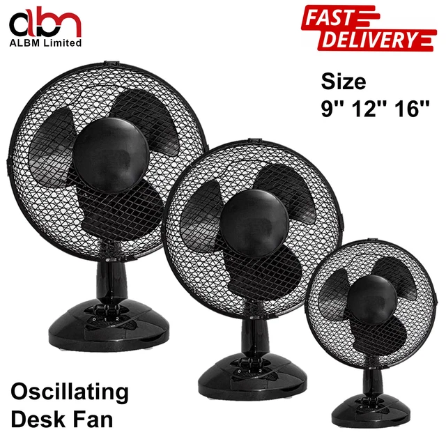 DESK FAN OSCILLATING Portable Rotating Cooling 2 Speed Home Office ...
