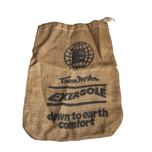 AUTHENTIC VINTAGE THOM McAn Exersole Burlap Drawstring Bag Down To ...