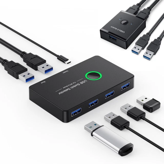 KEYBOARD MOUSE USB KVM Switch USB 3.0 KVM Switcher 2 Computer Port ...