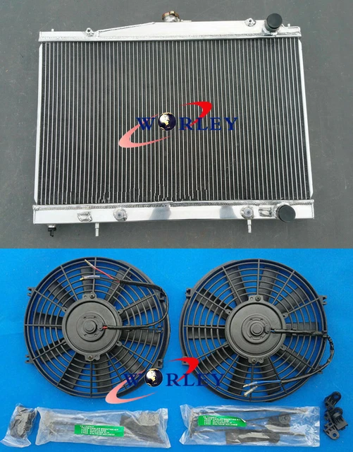 ALUMINUM RADIATOR+FAN NISSAN Pintara SKYLINE R33 R34 GT GTT GTR 1993 ...