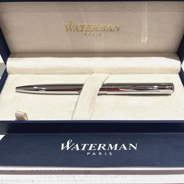 WATERMAN HEMISPHERE BALLPOINT Pen Steel/Chrome Blue Ink Engraved New in ...