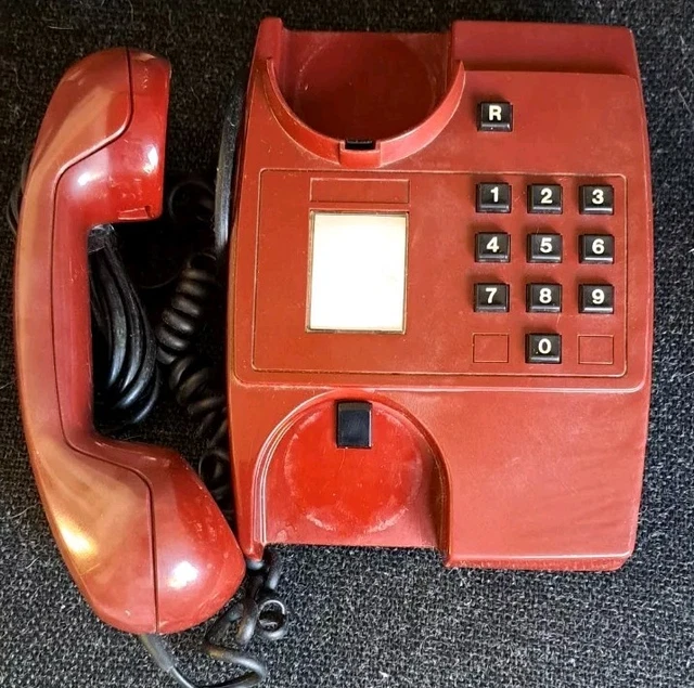 VINTAGE PHONE, MAROON Push-Button, TMC Ltd. Made in UK. 1980s ...