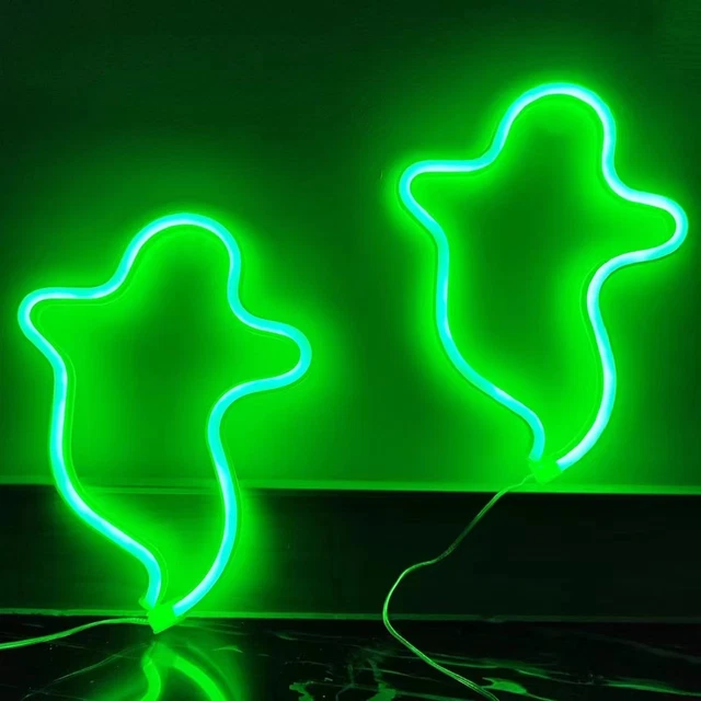 2PACK GHOST HALLOWEEN LED Neon Signs Horror Decorative Nightlamp ...