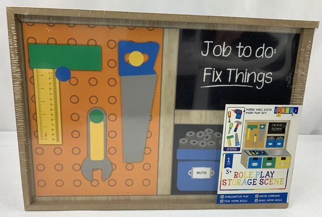 TOOL BOX ROLE Play Wood Storage Scene Set Pretend Horizon Group New $12 ...