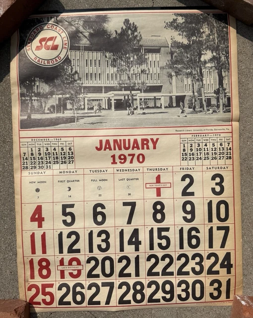 1970 (WORKS IN 2026) SCL Railroad Calendar Seaboard Coast Line RR 17 ...