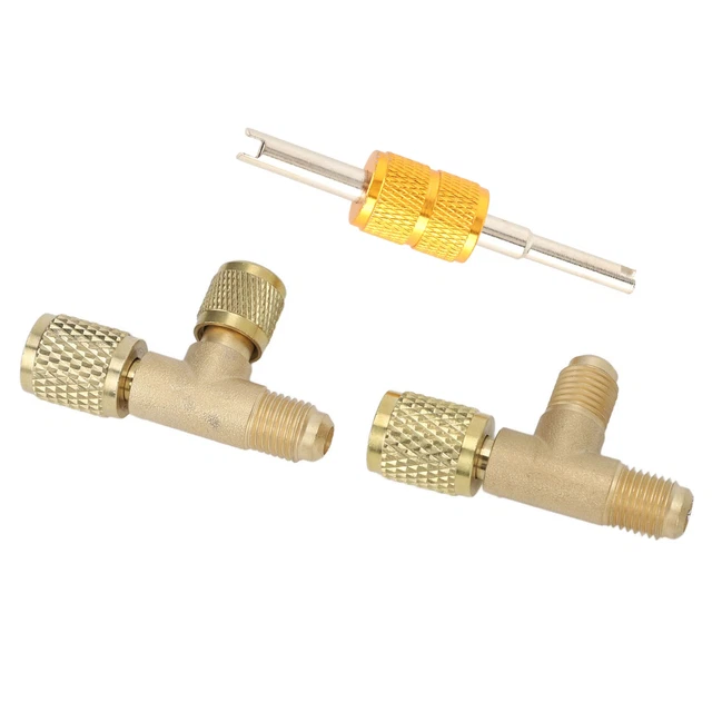 1/4IN VALVES CORE Brass Tee Adapter Quick Coupler Access Tee Fittings ...