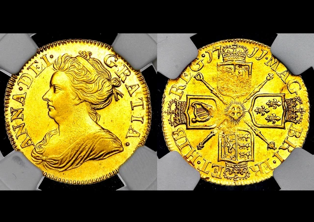 TOP POP 1711 Queen Anne Great Britain Gold Half Guinea 1/2G NGC MS63 £ ...