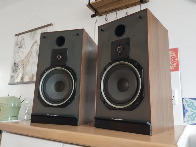 LARGE RARE WOOD Effect Mordaunt Short Loudspeakers £68.00 - PicClick UK