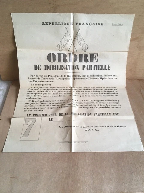 PARTIAL MOBILIZATION ORDER POSTER. FRENCH REPUBLIC model 7001 g. $11.04 ...