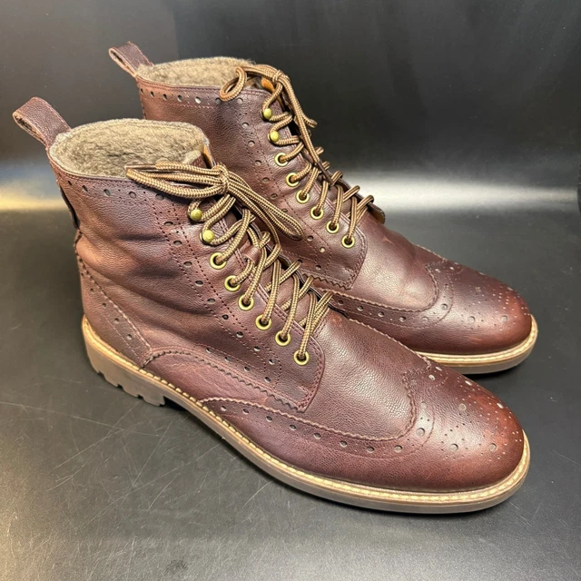 CLARKS BATCOMBE LORD Leather Boots Brown Wingtip Brogue Combat Size 12 ...