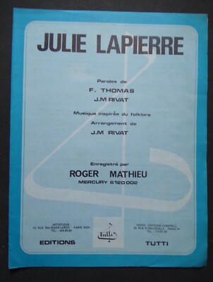 PARTITION JULIE LAPIERRE - Roger MATHIEU EUR 5,00 - PicClick FR