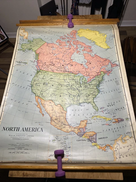 VINTAGE SCHOOL WALL map £75.00 - PicClick UK