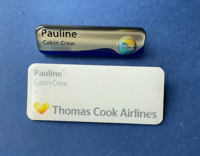 THOMAS COOK AIRLINE airways cabin crew pin badges x 2 Pauline holiday ...