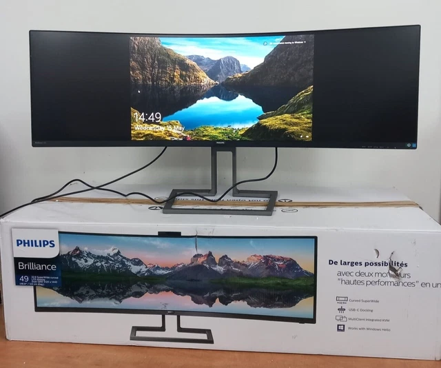 PHILIPS BRILLIANCE 499P9H 49" Curved Ultrawide Monitor Dual QHD - Free ...