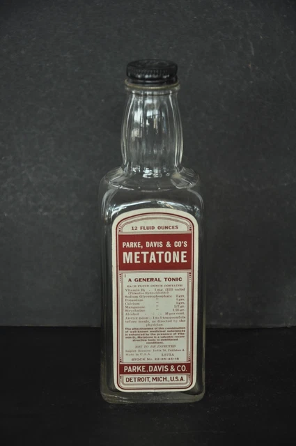 BOUTEILLE EN VERRE Unique De Tonic Général Metatone Vintage, USA EUR 39 ...