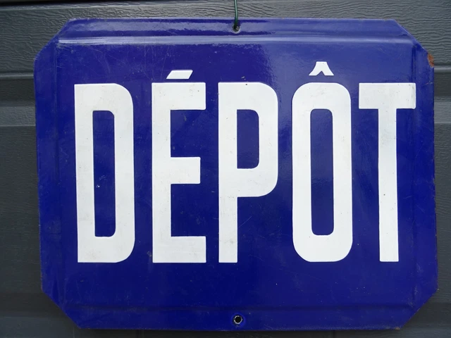 ANCIENNE PLAQUE ÉMAILLÉE DÉPÔT french enamel sign emailschild garage ...
