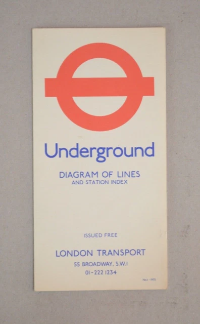LONDON TRANSPORT UNDERGROUND Map Diagram of the Lines Garbutt No.1 1975 ...
