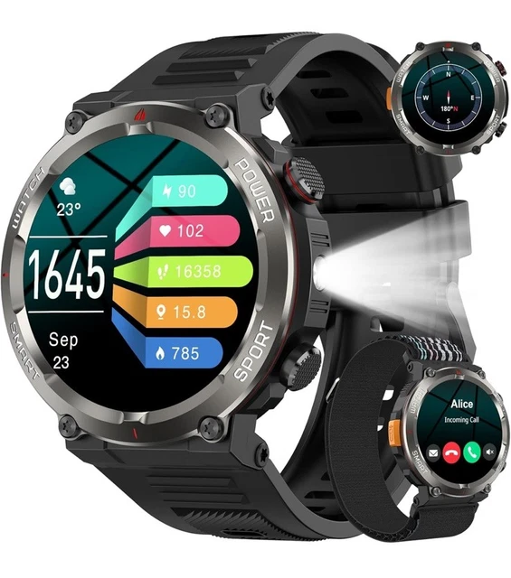 MILITARY SMART WATCH for Men Answer/Make Calls Rugged Heart Rate ...