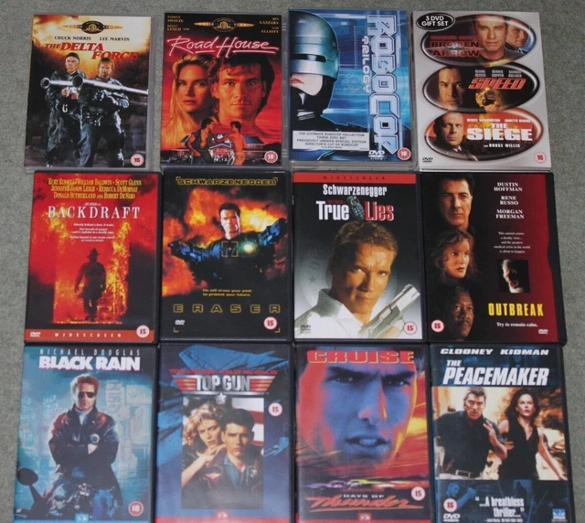 16 X 80S/90S action thrillers R2 DVD bundle ROBOCOP+TOP GUN+BLACK RAIN ...