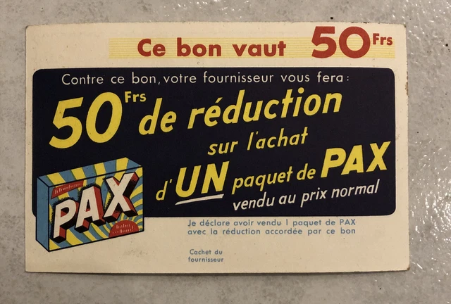 ANCIENNE CARTE POSTALE publicitaire bon de reduction Lessive Pax 50 ...