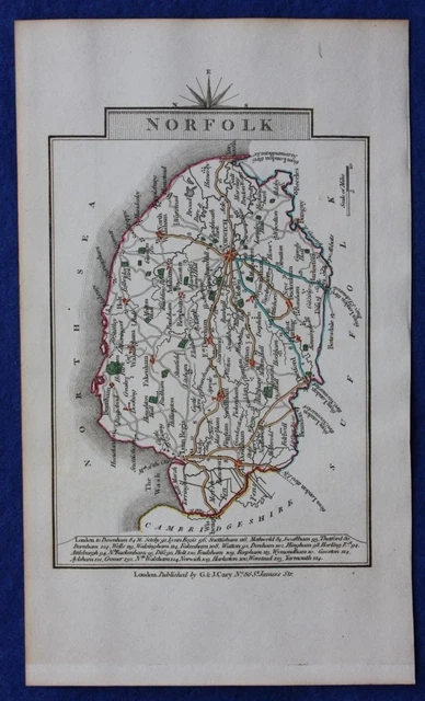 ORIGINAL ANTIQUE COUNTY map NORFOLK, John Cary, 1828 £20.00 - PicClick UK
