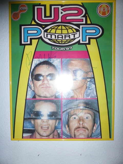 U2 - POPMART Poster - original Autogramm BONO THE EDGE LARRY ADAM ...